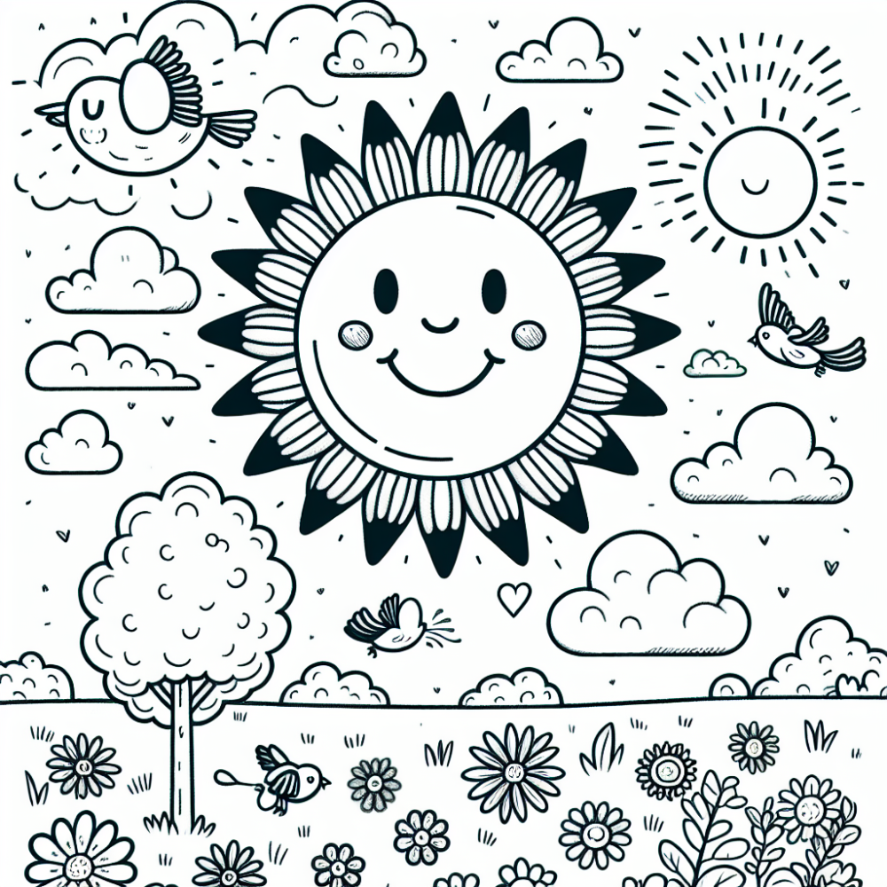 Coloring Page: Fun and Educational Sun and Nature Color Page For Kids
