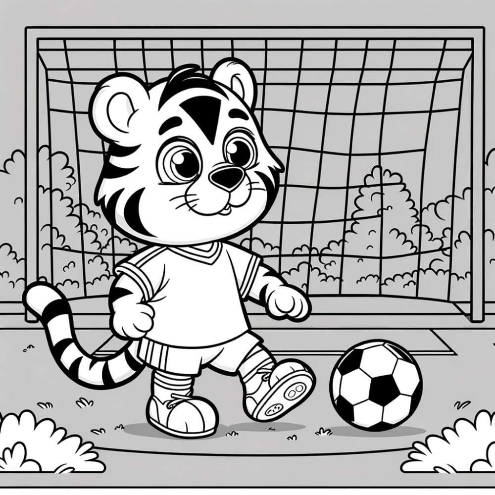 Coloring Page: Soccer Tiger - Fun Color Page for Kids