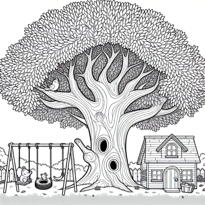 Coloring Page: Color Page for Kids featuring a Fun Tree Scene