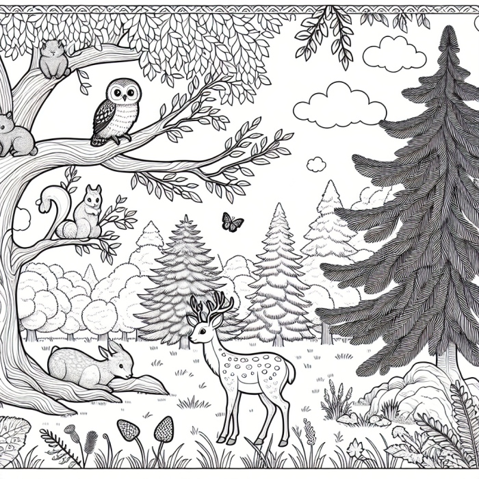 Coloring Page: Forest Animal Color Page for Kids
