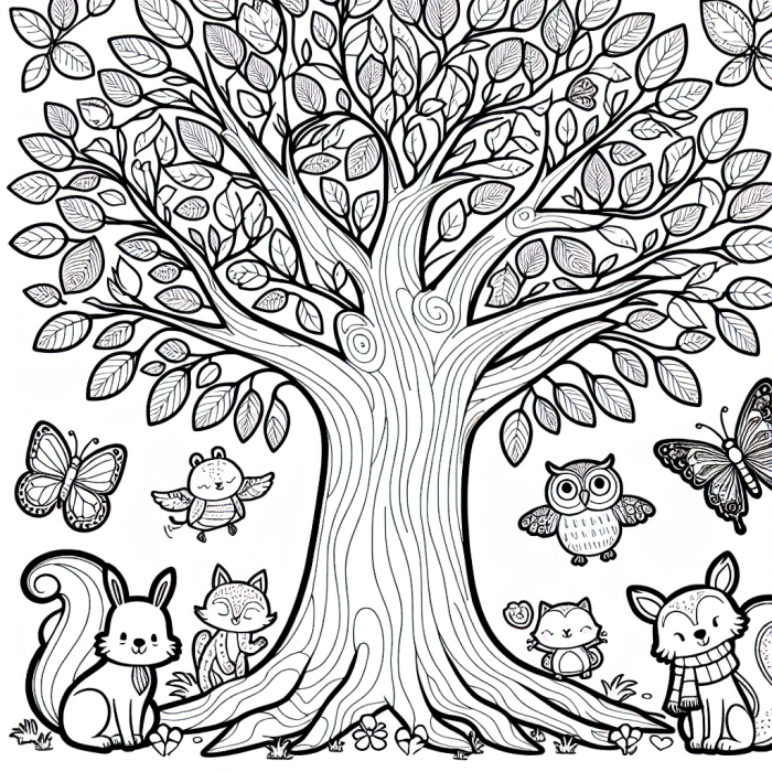 Coloring Page: Forest Scene Color Page for Kids