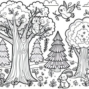 Coloring Page: Forest Animal Friends Color Page for Kids