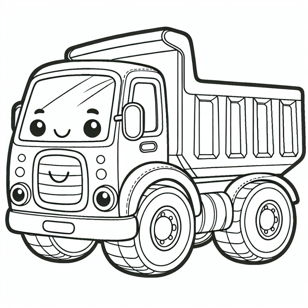 Coloring Page: Dump Truck Color Page for Kids
