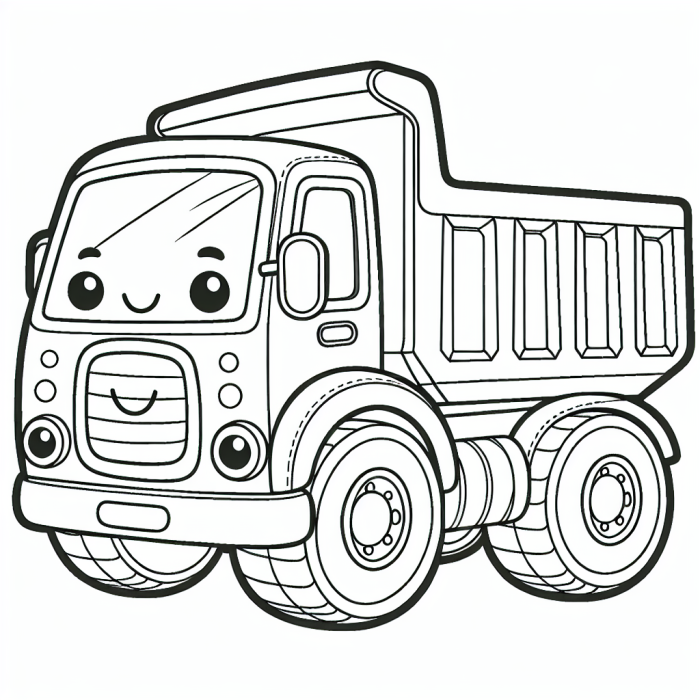 Coloring Page: Dump Truck Color Page for Kids