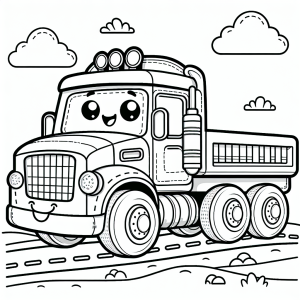 Coloring Page: Fun Cartoon Truck Color Page for Kids