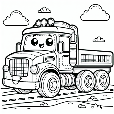 Coloring Page: Fun Cartoon Truck Color Page for Kids