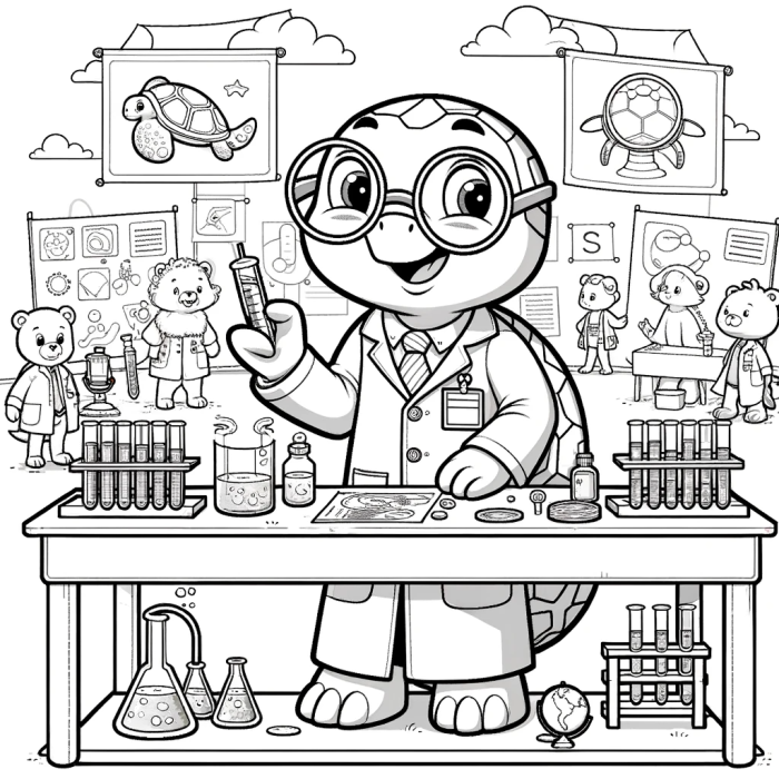 Coloring Page: Scientist Experiment Fun - Free Color Page for Kids