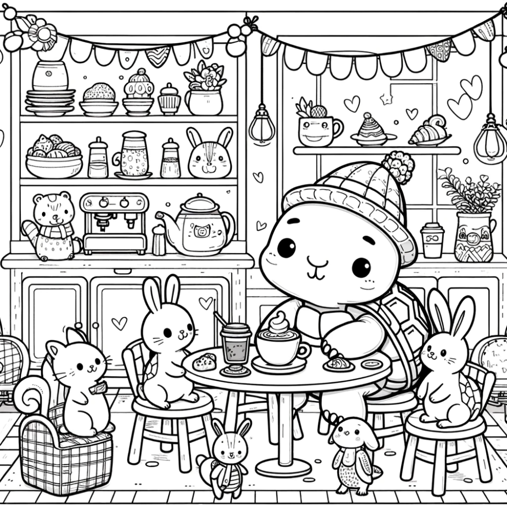 Coloring Page: Cafe Fun: A Whimsical Color Page for Kids
