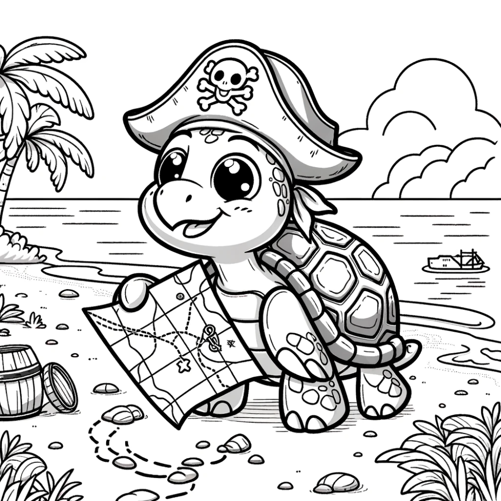 Coloring Page: Pirate Turtle Color Page for Kids - Creative Coloring Fun!