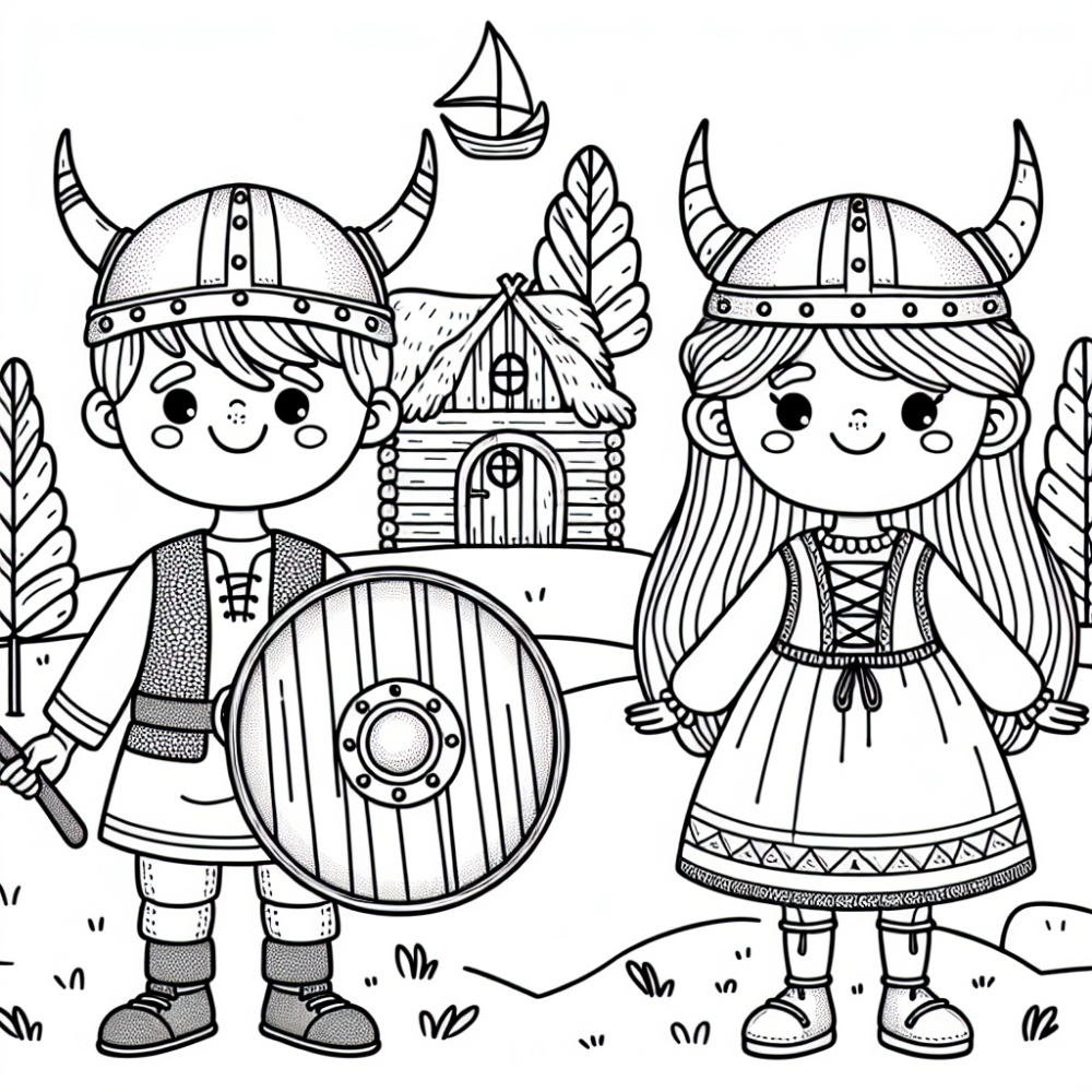 Coloring Page: Interactive Viking Adventure Color Page for Kids