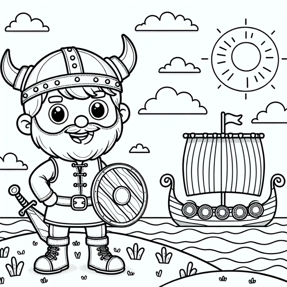 Coloring Page: Fun Viking Color Page for Kids
