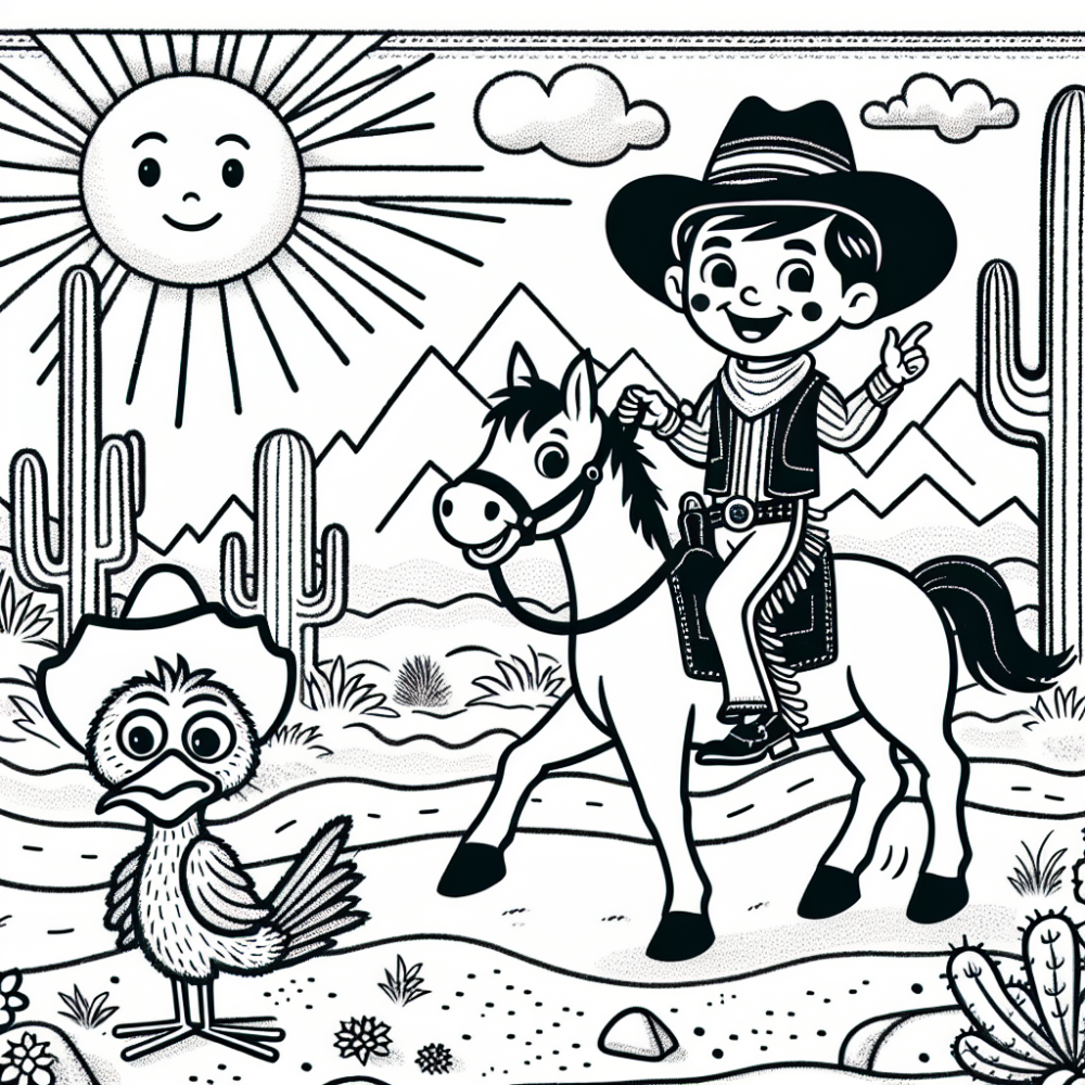 Coloring Page: Fun Cowboy Color Page for Kids