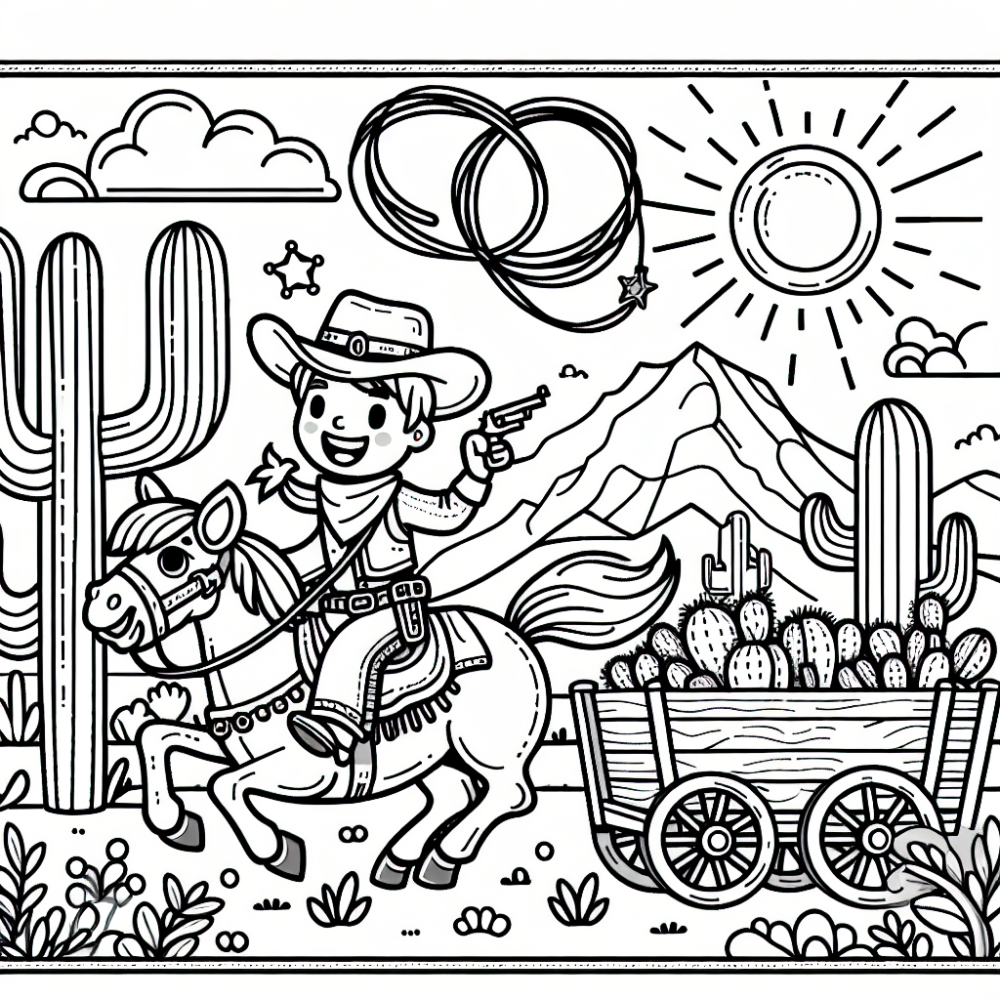 Coloring Page: Western Adventure Color Page for Kids