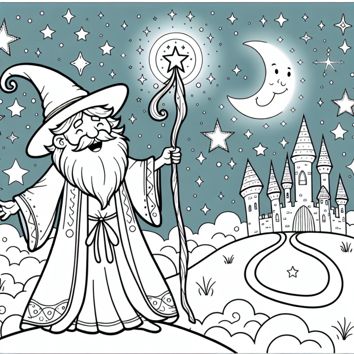 Coloring Page: Magical Wizard Color Page for Kids
