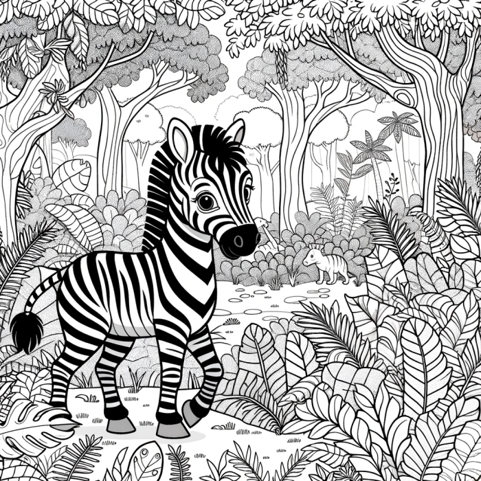Coloring Page: Zebra Jungle Adventure - Free Color Page for Kids