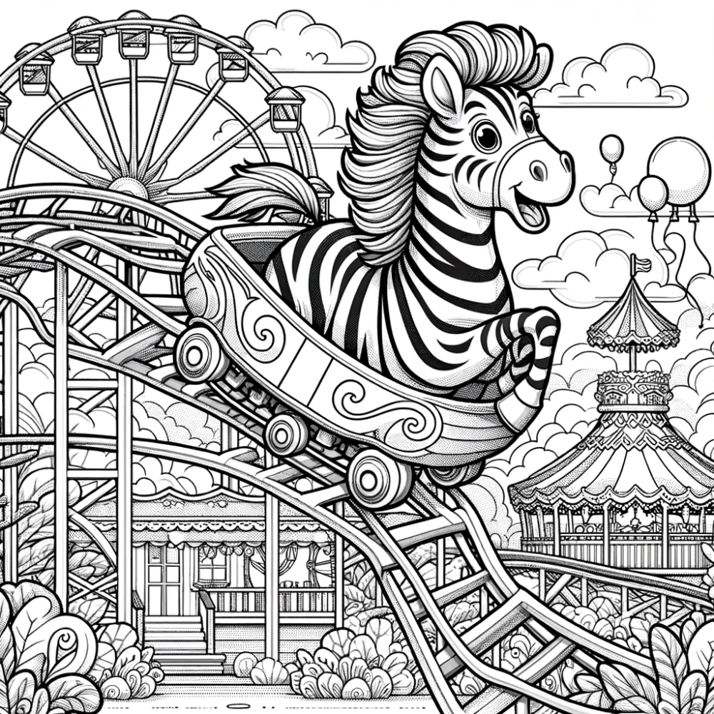 Coloring Page: Exciting Amusement Park Adventure - Color Page for Kids