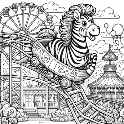 Coloring Page: Exciting Amusement Park Adventure - Color Page for Kids