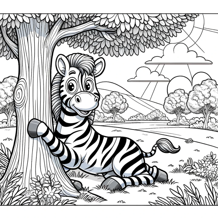 Coloring Page: Zebra Relaxing Color Page for Kids - Free Printable Activity